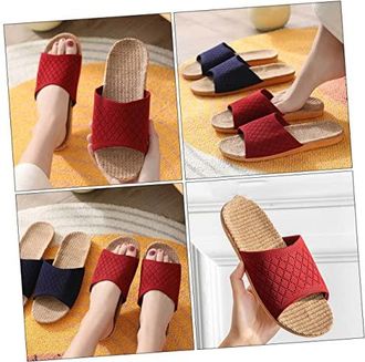 Frcolor Pantoufles Légères De Printemps En Lin Antidérapantes Pour Femmes, Chaussures Dété Respirantes, Confort Intérieur Maison, Taille 39-40, Couleur Rouge
