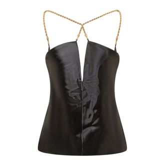 Ferragamo Satin-Top ohne &Auml;rmel - - Tops - Damen - Schwarzk - XS