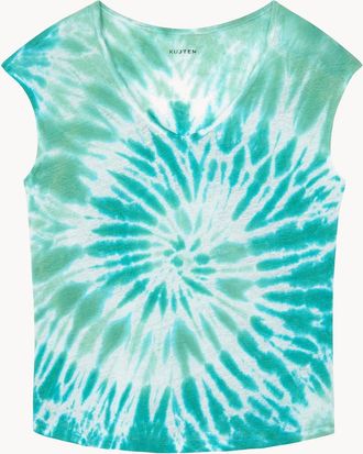 Kujten Top col V sans manche lin - Tee-Shirt Karol Sunny