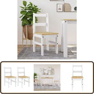 vidaXL Essstühle 2 Stk. Panama Weiß 40x46x90 cm Massivholz Kiefer - Holzsessel - Esszimmerstuhl - Küchenstuhl - Weißes Möbelstück - Massiver Kiefernholzmöbel