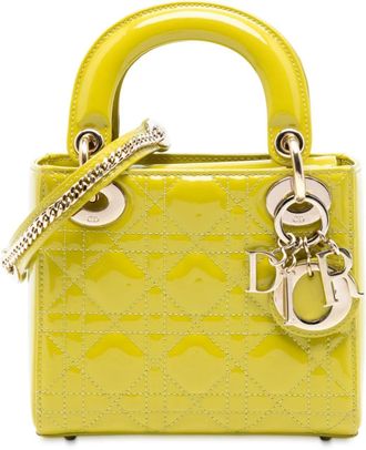 Dior Hobo Bags - Mini Patent Cannage Lady Dior - Gr. unisize - in Gelb - f&uuml;r Damen