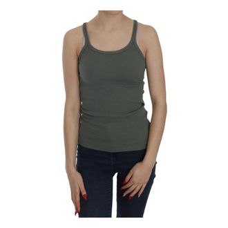 Pink Memories Gr&uuml;ne Baumwoll Spaghetti Tr&auml;ger Bluse - - Tops - Damen - Gr&uuml;n - XS