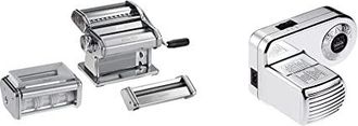 Marcato Marcato Pasta Set mit zwei Nudelwalzen (Ravioli, Spaghetti), GS-PASTASET & Pastadrive-Motor, Silber/Schwarz, PD-220V