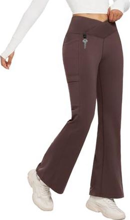 Baleaf Baleaf - Pantalon doubl&eacute; en polaire pour femme. Leggings thermiques &eacute;vas&eacute;s. R&eacute;sistants &agrave; leau. Avec poches zipp&eacute;es. Pour la marche et la randonn&eacute;e en 