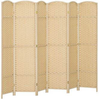 HOMCOM Paravent interieur - HOMCOM - en bois - 6 panneaux - 240 x 170 cm - pour salon, chambre &agrave; coucher - beige