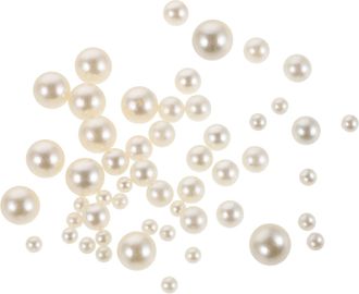 Amosfun 500 Stück Vase Füller Perlen Elfenbeinfarbene Runde Lochfreie Kunstperlen als Schwimmende Kerzenperlen für Hochzeits Geburtstagsdeko Tischstreu DIY Ba