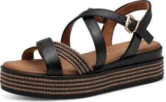 Marco Tozzi Damen Sandalen flach mit Schließe Plateau, Schwarz (Black Comb), 40 EU