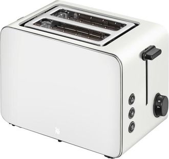 WMF Stelio Toaster 2 Scheiben Edelstahl, Doppelschlitz mit Brötchenaufsatz, Bagel-Funktion, 7 Bräunungsstufen, 900 W, edelstahl mattweiß
