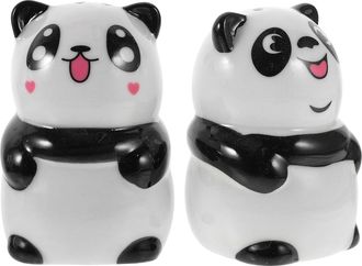 NUOBESTY 2 St&uuml;ck Keramik Salz und Pfefferstreuer Panda Design Kleines Gew&uuml;rzglas mit Zahnstocherbeh&auml;lter Handlich f&uuml;r K&uuml;che Restaurant und Esszimmer Langlebig 