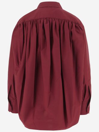 SA SU PHI Womens Shirt With Ruffled Back Red Cotton