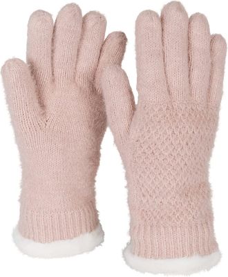 styleBREAKER Damen warme Winter Handschuhe mit Reiskorn Muster und Fleece, Thermo Strickhandschuhe, Fingerhandschuhe 09010040, Farbe:Altrose