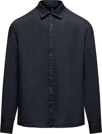 Bomboogie Homme, Chemises, Bleu, Taille: 2XL Chemise en lin &agrave; manches longues