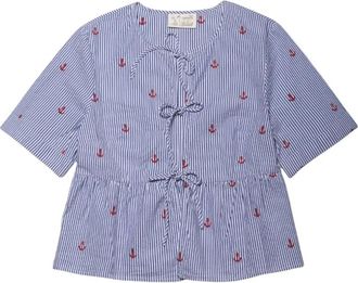 MC2 Saint Barth Femme, Blouses et Chemises, Multicolore, Taille: 38 FR Chemisier Ray&eacute; Brod&eacute; Ancre