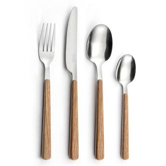 Amefa Bosquet Besteck-Set, 24-teilig, Edelstahl 18/0, Holzgriff, sp&uuml;lmaschinengeeignet