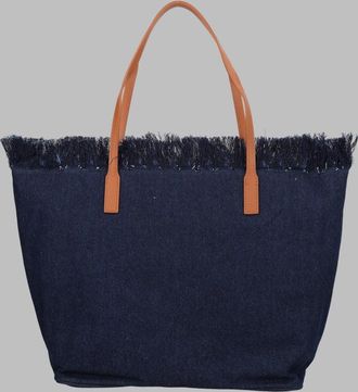 MC2 Saint Barth Womens Shoulder Bag City Denim With Fringe Cotton Polyester
