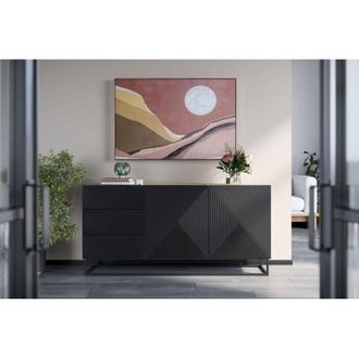 BOBOCHIC Bobochic - Buffet 2 portes 167 cm alice pieds en métal Chêne et noir