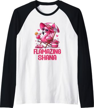 BDAZ Flamazing Shana Pink Flamingo Tropical Beach Trip Damen Raglan