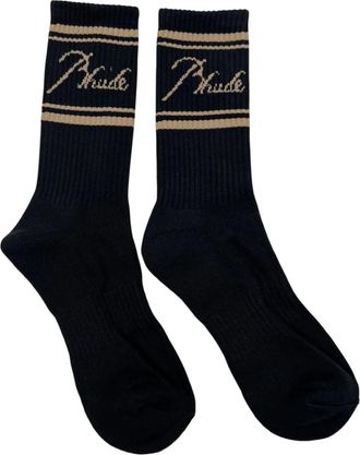 Rhude logo striped socks - Schwarz