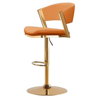 Generic H&ouml;henverstellbare Barhocker mit R&uuml;cken- und Fu&szlig;st&uuml;tze, Moderner Drehstuhl Aus Goldfarbenem Pu-Leder f&uuml;r K&uuml;cheninseln und Bars, 65-85 cm