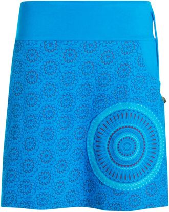 vishes kurzer Damen-Rock mit Mandalas in blau I Gr&ouml;&szlig;e 4XL (48) I Handgefertigt aus 100% Baumwolle I Rock mit Taschen I Ideal f&uuml;r warme & kalte Monate I Nachh