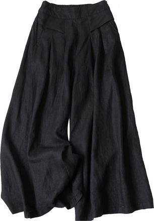 Feoya Damen Sommer Leinen Hosen Lang Weites Bein Hose Lockere Freizeithose mit Taschen Elastisch Bund Yogahose Herstellergr&ouml;&szlig;e XXL/ DE40