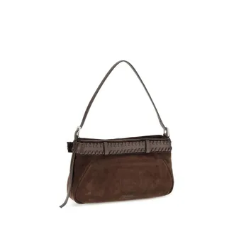 Staud Lamb Leather with Buckle Belt Shoulder Bag - Brown