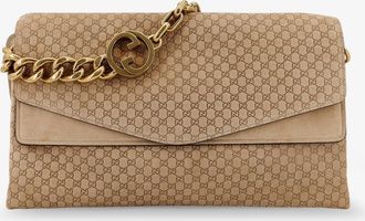 Gucci Suede and GG canvas shoulder bag - GUCCI - gender_Woman