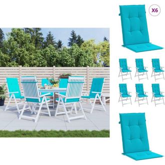 vidaXL Hochlehner-Auflagen 6 Stk. T&uuml;rkis Stoff - Hochlehner Auflagen - Gartenstuhlkissen - Outdoor Kissen - Balkon Deko - Sitzkissen