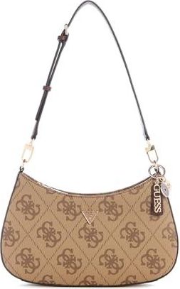 Guess sac &agrave; &eacute;paule Noelle II Top Zipper Shoulder Bag Latte Logo/Brown marron clair