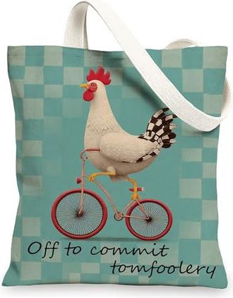 Generic Sacs fourre-tout fantaisistes en toile avec motif animal amusant, sacs de courses réutilisables, légers et lavables avec bandoulière pour salle de spo