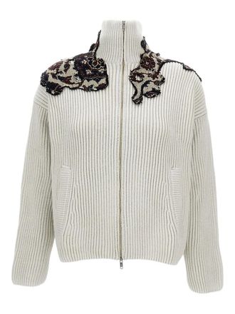Durazzi Milano cardigan zippé à détail appliqué - Tons neutres