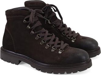 Desa Bottines en Daim &agrave; Lacets pour Homme Talon de 4 cm, Respirantes | Brun - 43