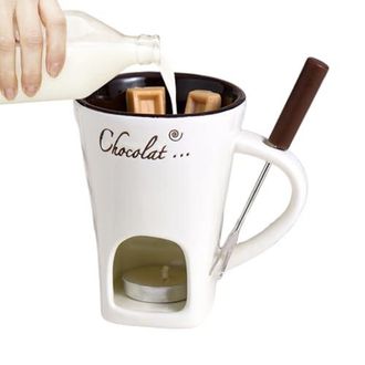 Generic Tasse &agrave; fondue au chocolat, pot &agrave; fondue en c&eacute;ramique | Pour fruits de mer, d&icirc;ner, ap&eacute;ritif, sauce, fromage, bonbons, caramel, mariage, pique-nique, f
