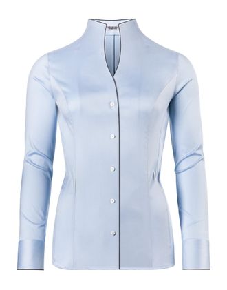 Vincenzo Boretti Bluse, Slim-fit/tailliert, Stretch, Kelchkragen - bügelleicht eisblau 38