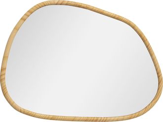 HOMCOM Wandspiegel 70 x 50 cm Unregelm&auml;&szlig;ig Spiegel mit Rahmen aus Kiefernholz Dekorativer H&auml;ngespiegel Badezimmerspiegel f&uuml;r Schlafzimmer Badezimmer Wohnzimm