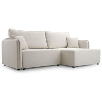 Selsey Kassian - Ecksofa mit Schlaffunktion und Bettkasten, cremefarben, rechts - Selsey