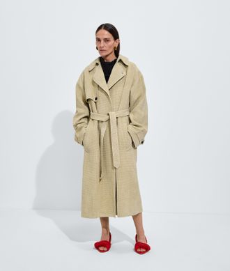 Bottega Veneta Trench en daim &agrave; motif Intreccio mini - Beige - Femme - 34