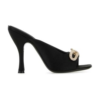 Ferragamo Schwarze Satin Mules mit 10-5 cm Absatz - - Shoes - Damen - Schwarzk - 36 1/2 EU