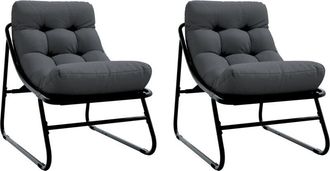 vidaXL Mobilier de jardin avec coussin 2 pcs Noir 60 x 80 x 71cm M&eacute;tal vidaXL