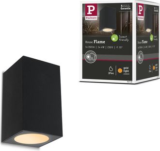 Paulmann 94710 LED Außenleuchte Wandleuchte Flame insektenfreundlich IP44 eckig 58x103mm 2200K 4W 265lm 230V 75° Anthrazit Metall Goldlicht