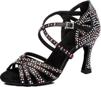 Minitoo Femme Danse Chaussures avec Strass Mariage Soirée Sandals avec Talon L371 Noir/Rouge EU 38.5