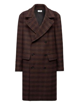 Maison Margiela manteau croisé à carreaux - Marron
