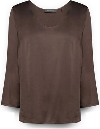 Elena Miro Femme, Blouses et Chemises, Brun, Taille: 54 FR Blouse en satin stretch