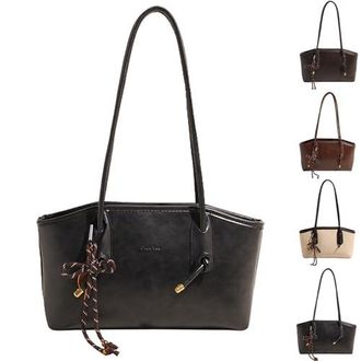 Generic Sac &agrave; bandouli&egrave;re pour femme - Sac &agrave; main en cuir synth&eacute;tique - Style vintage - Avec joli pendentif - Marron, Noir, 11.02 inch