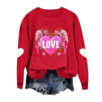 Generico 2026 Sweat-shirt &agrave; manches longues pour femme avec col rond et col rond pour femme Rouge, Rouge past&egrave;que (Rojo sand&iacute;a), XXXL