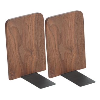 BESPORTBLE 2 Stück Buchstützen aus Holz und Metall Große Dekorative Buchhalter Praktische Schreibtisch Buchstützen für Büro und Zuhause