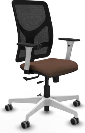 Piqueras y Crespo B&uuml;rostuhl mit wei&szlig;en und schwarzen Armlehnen, h&ouml;henverstellbare Lendenwirbelst&uuml;tze, ausgestattet mit Syncro/Traslack und Schneideschaum, Schwarz/Dunke