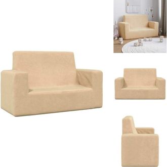 vidaXL Kindersofa 2-Sitzer Creme Weich Plüsch - Kindersofa - Kindersofas - Minisofa - Minicouch