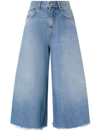 Pinko jean évasé à franges - Bleu