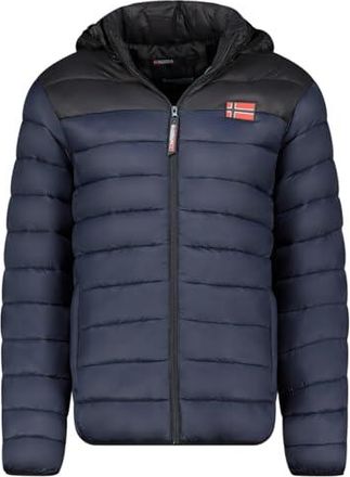 Geographical Norway Amigoclerc Men Hood Marine Xl - Doudoune Chaude Matelassee Homme Automne Hiver - Veste Manteau Chaud - Blouson Coupe Vent Manches Longues Rembourrage 